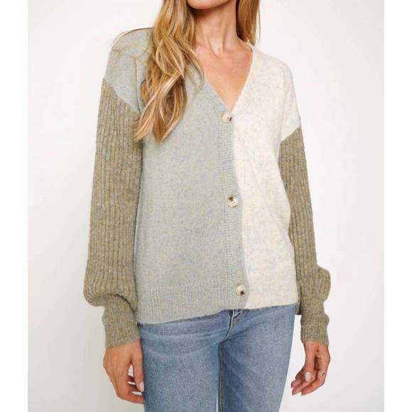 Mystree | Sweaters | New Mystree Color Block Cardi In Powder Blue ...